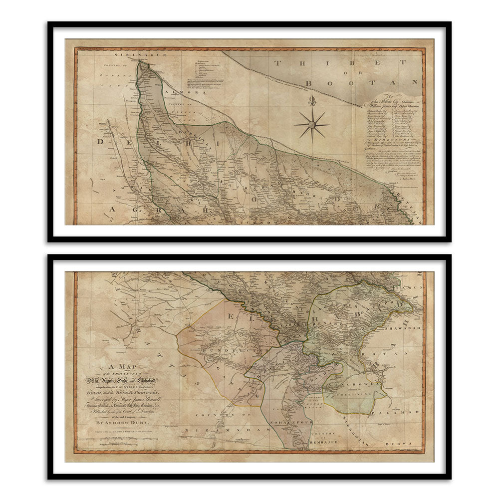 Large map of Delhi, Agrah, Oude and Ellahabad [1794] – Calcuttan